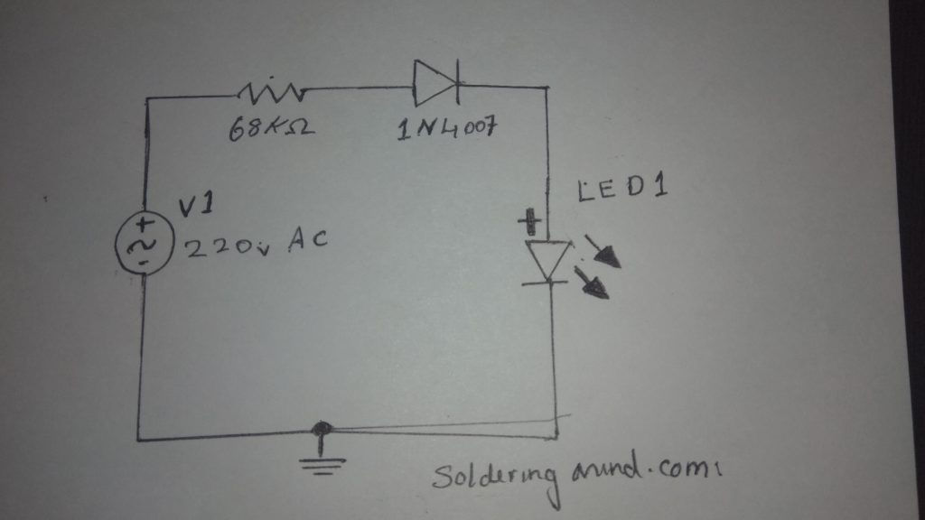 current limiting resistor: Glow LED from 230v AC - Hobby circuits