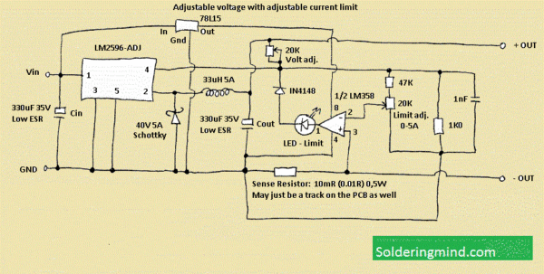 Adjustable voltage and current power supply
