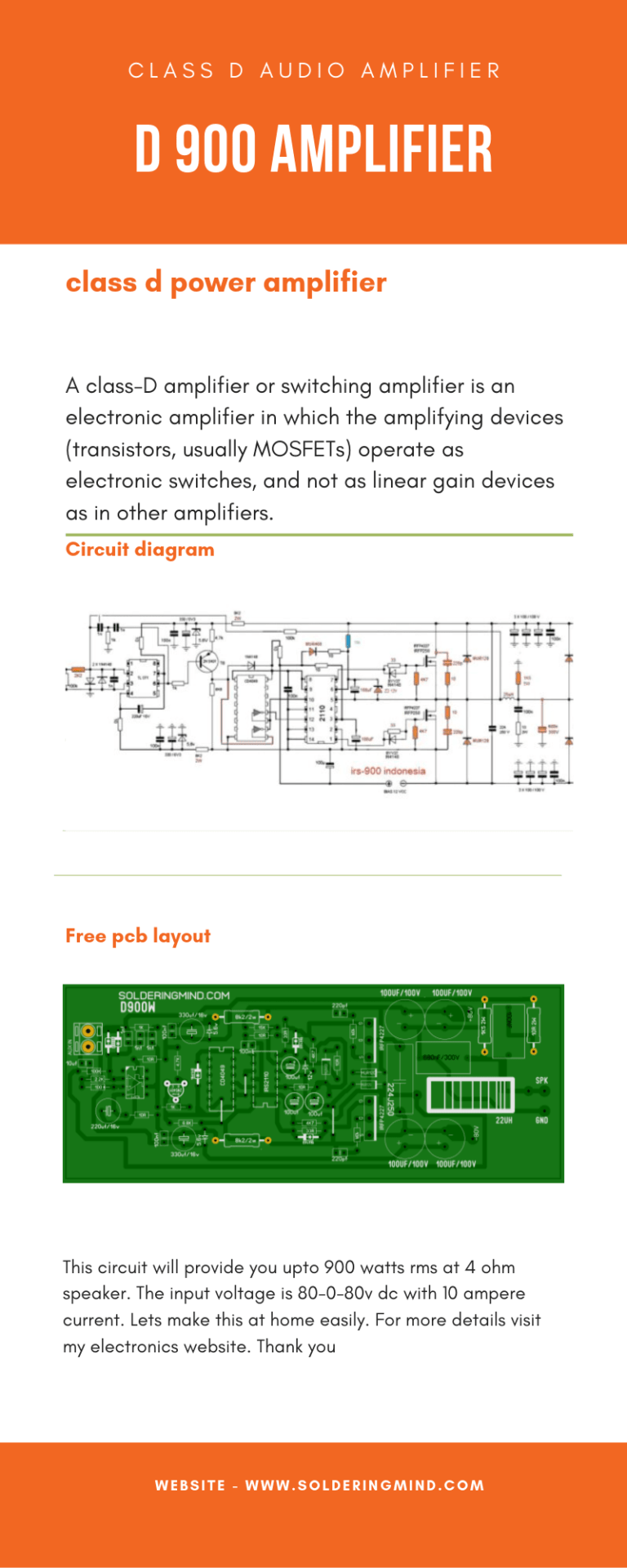 900W Class-D Next Generation Power Amplifier - Class D Amplifier Circuit