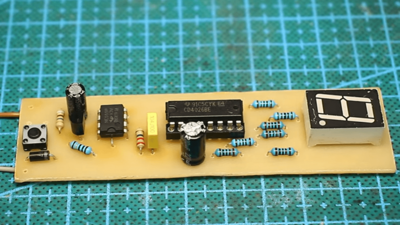 0-9 Number Generator Circuit Using CD4026 and NE555