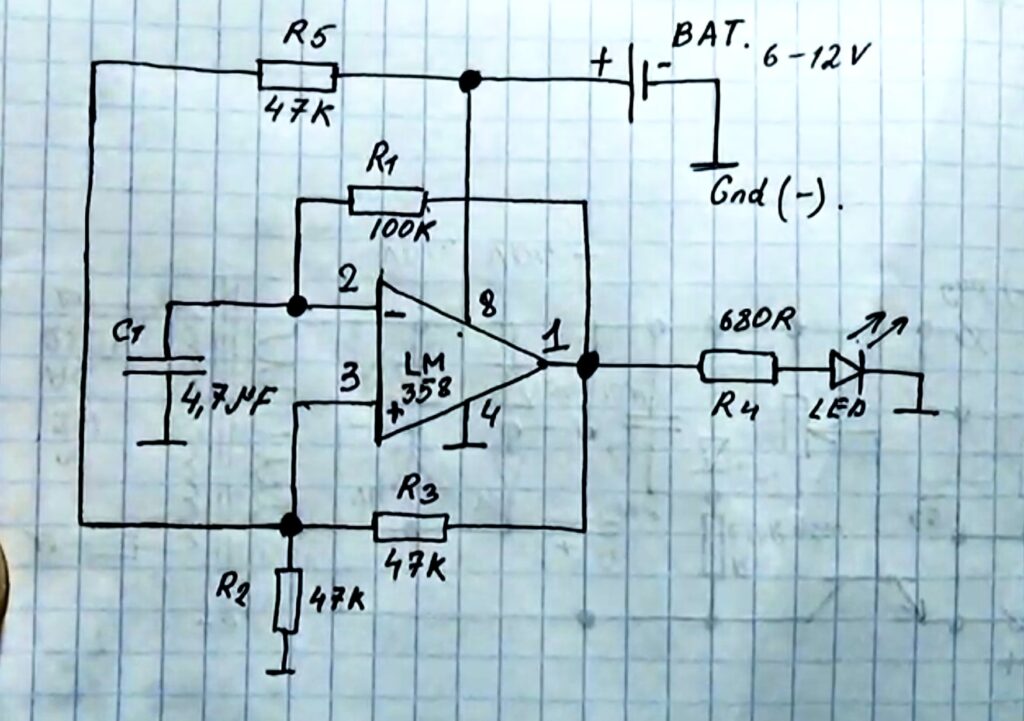 Op Amp Oscillator Led Flasher
