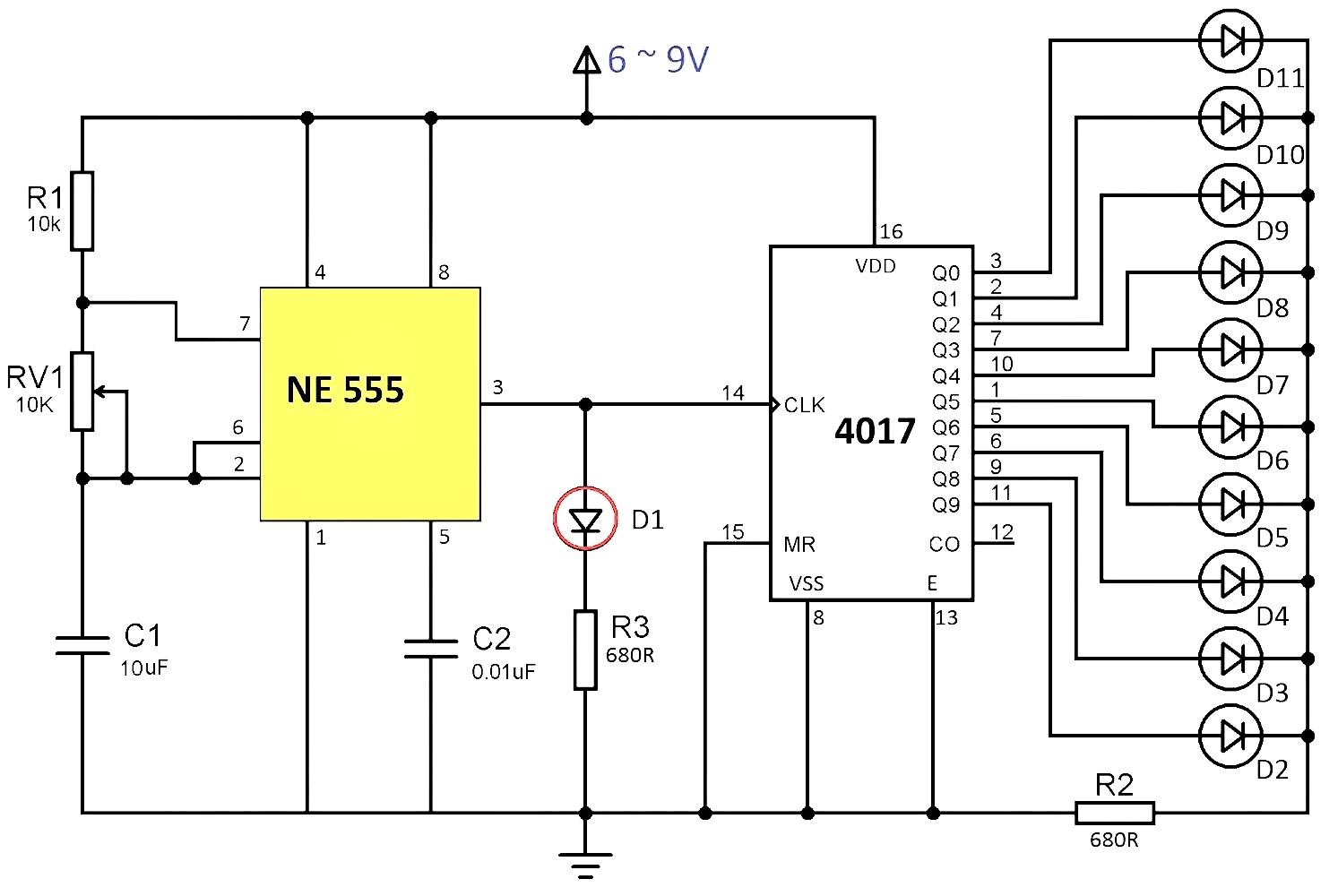 5min to 20min Adjustable 555 Timer Delay Circuit