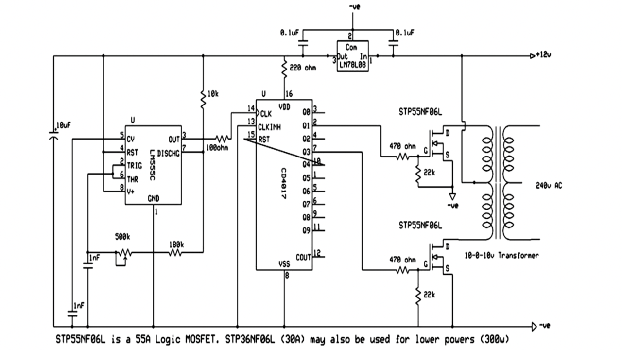 CD4017 Inverter Circuit Diagram