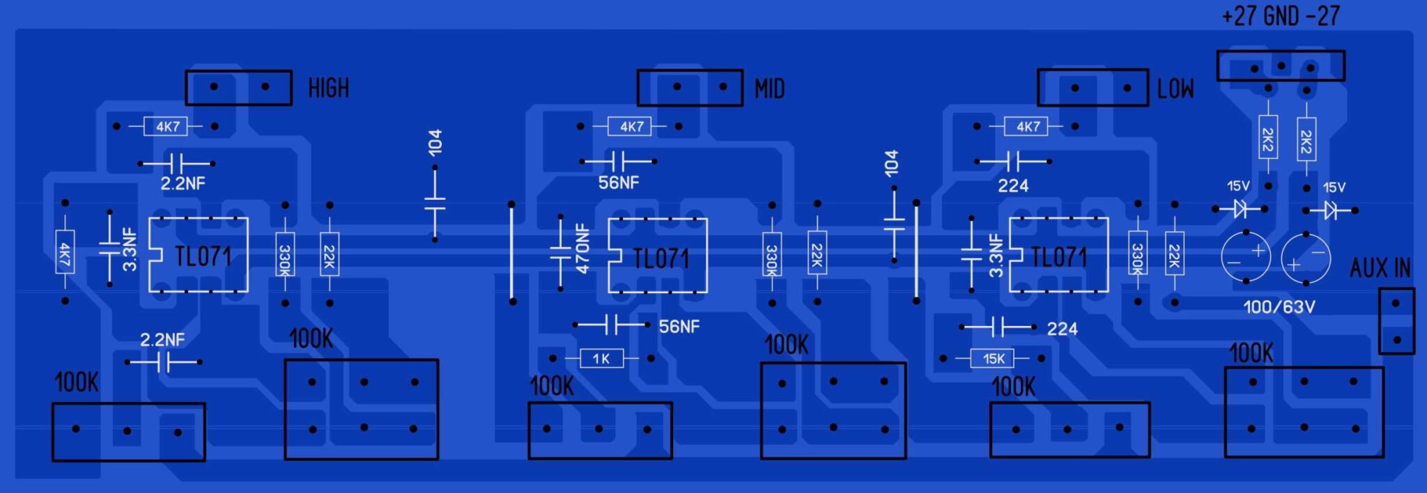 3-Way Active Cross over PCB Layout
