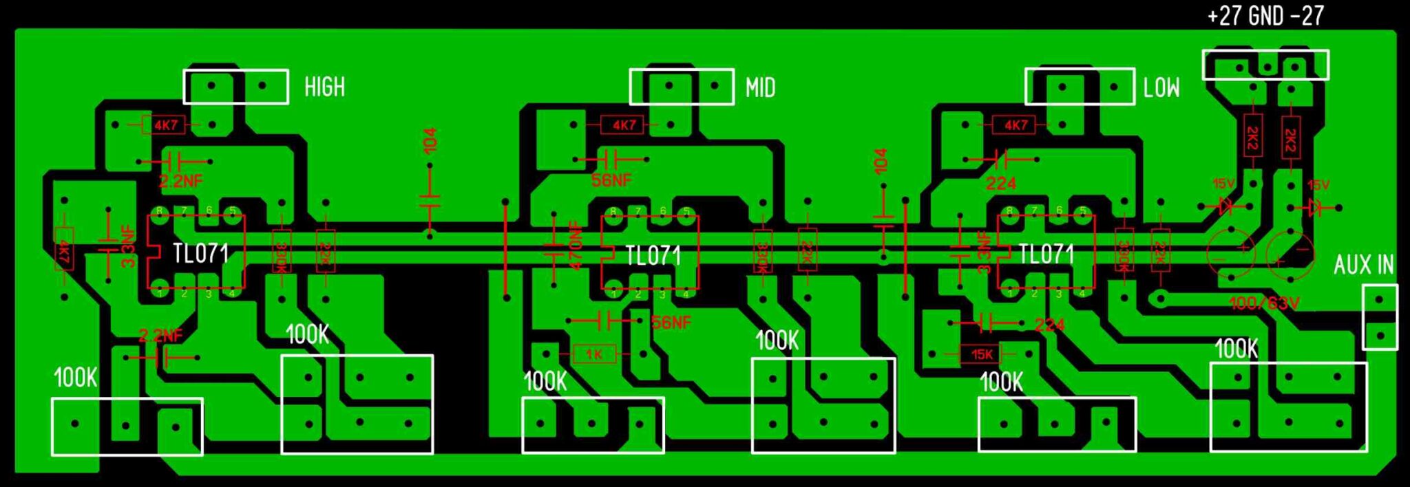 3-Way Active Cross over PCB Layout