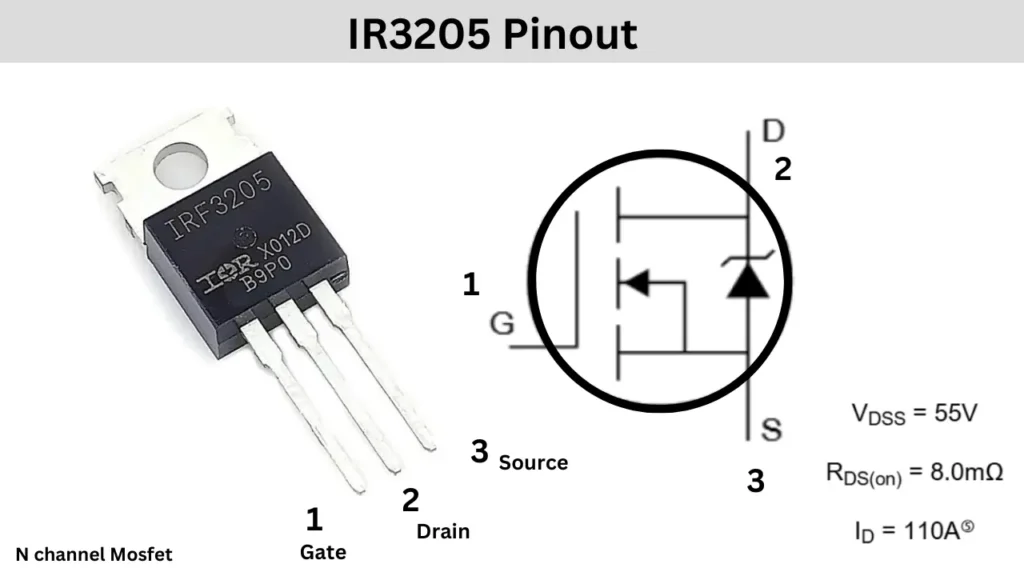 IRF3205 N-Channel Mosfet: Functions, Pinout and Technical Specifications