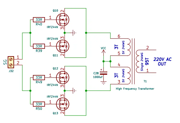 12v DC to 220v AC inverter circuit using TL494 IC