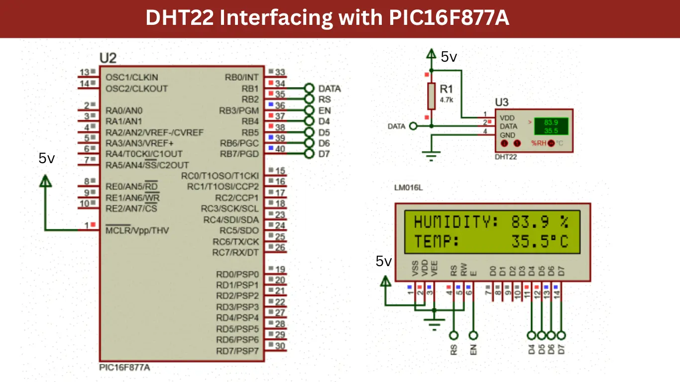 DHT22 Interfacing with PIC16F877A to Monitoring Humidity and Temperature