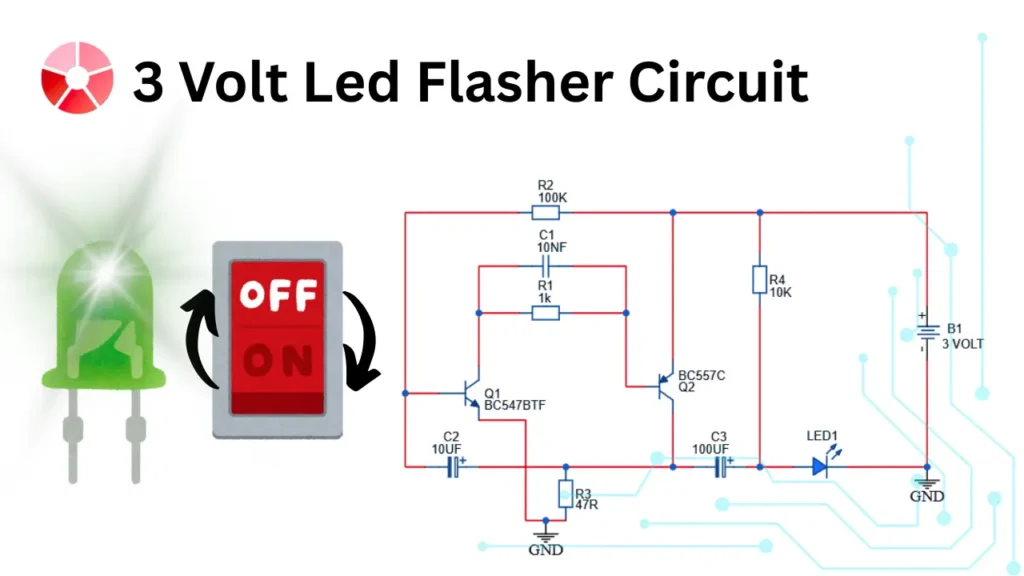 3 Volt Led Flasher Circuit using Transistor