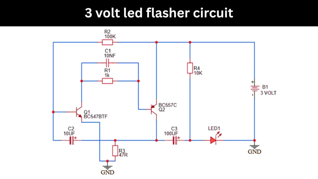 3 Volt Led Flasher Circuit using Transistor