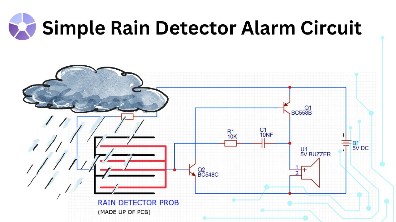 Simple Rain Detector Alarm Circuit