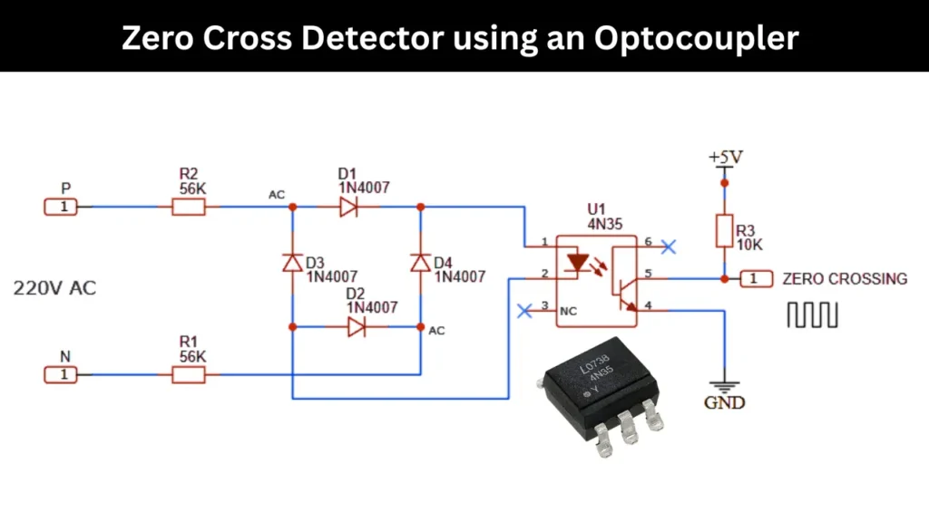 Zero Cross Detector using an Optocoupler: AC zero crossing point