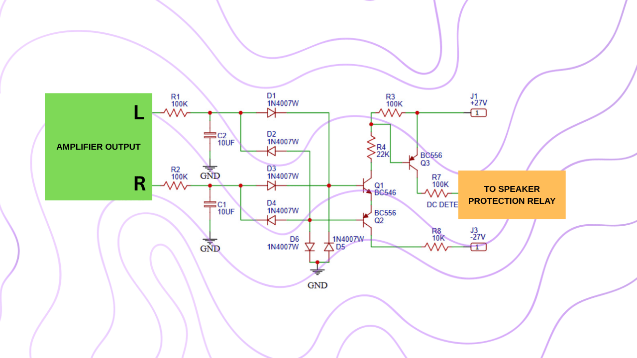 Amplifier Output DC Detection Circuit Works in Dual Power Supply