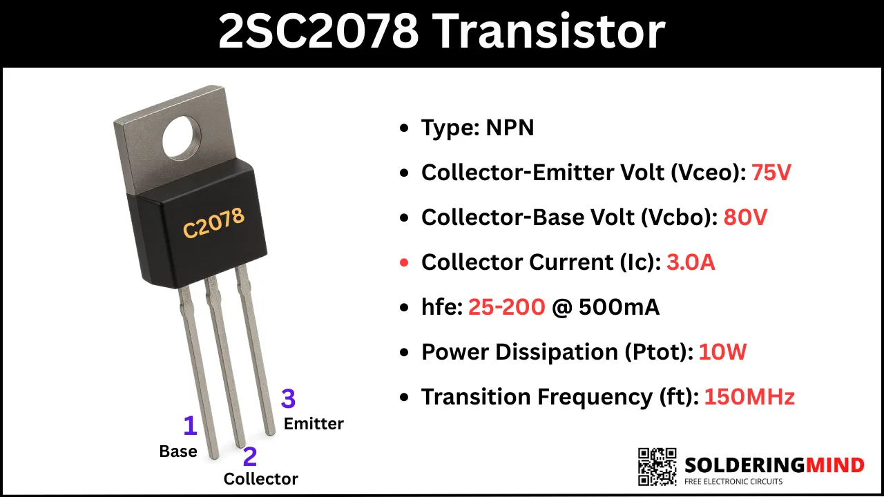 2SC2078 Transistor Pinout, Features and Equivalent