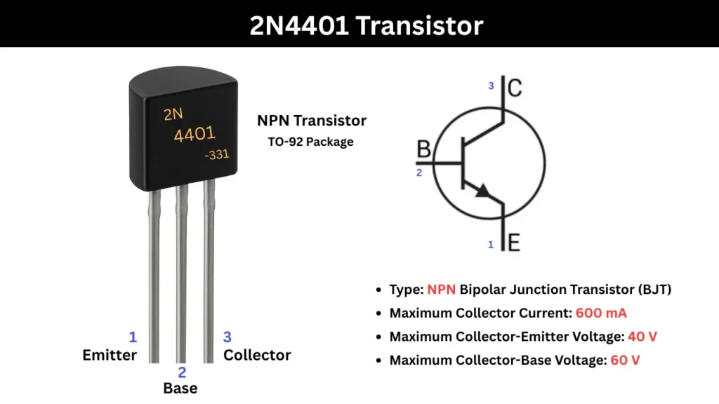 2N4401 Transistor Pinout, Characteristics and Equivalent
