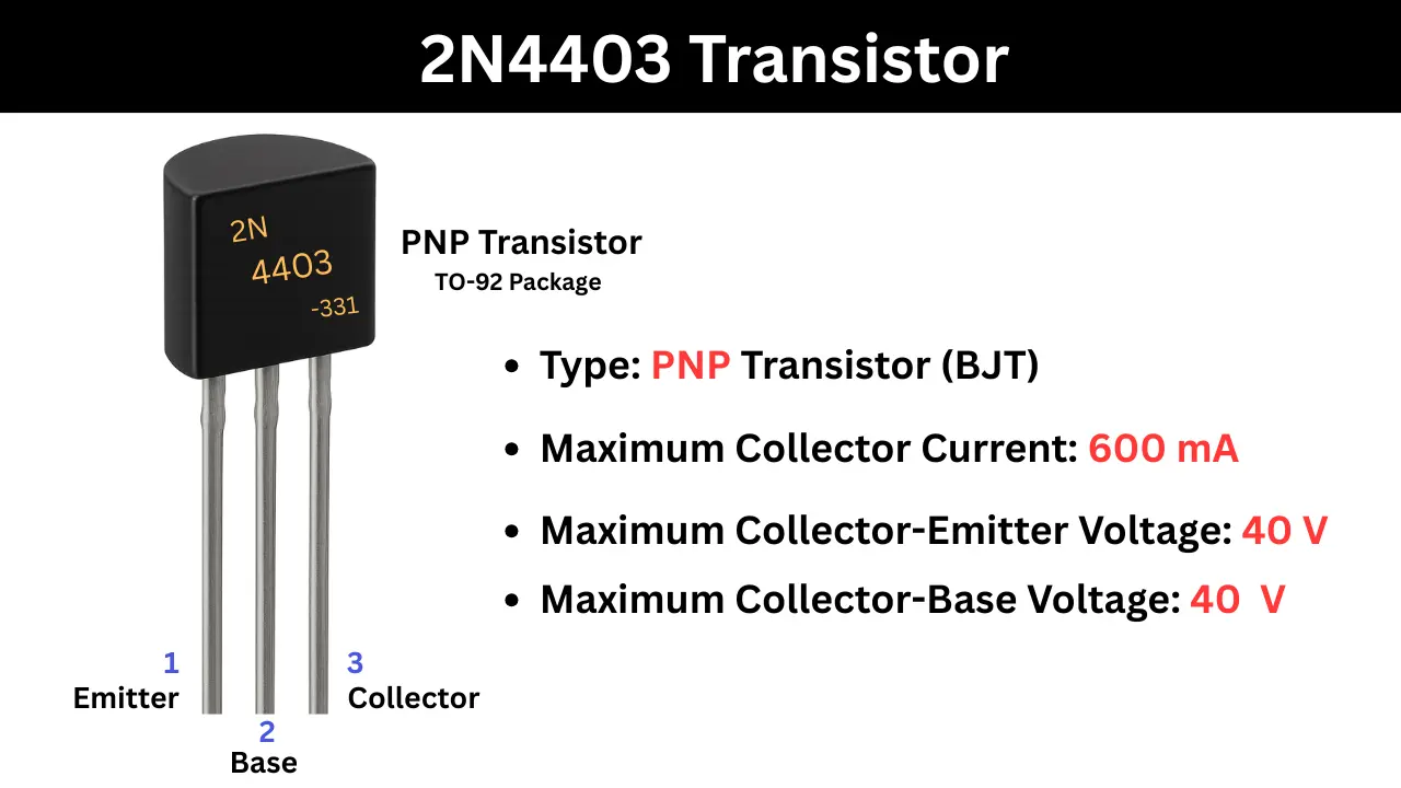 2N4403 Transistor Pinout, Specifications and Equivalent