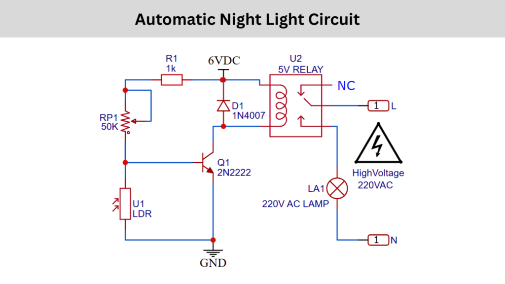 Automatic Night Light Circuit That Turns On in the Dark