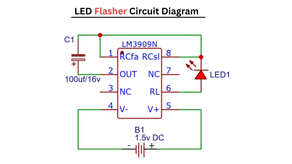 LED Flasher Circuit using LM3909 IC