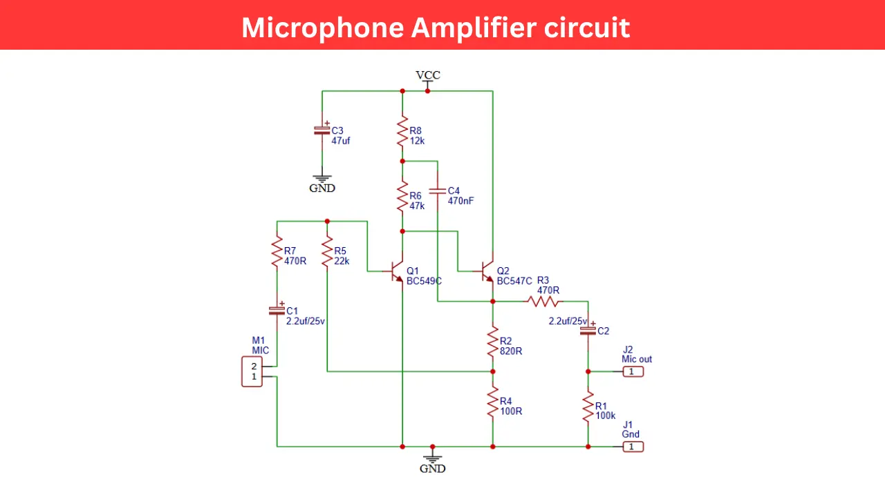 Microphone Amplifier Using Two Transistors