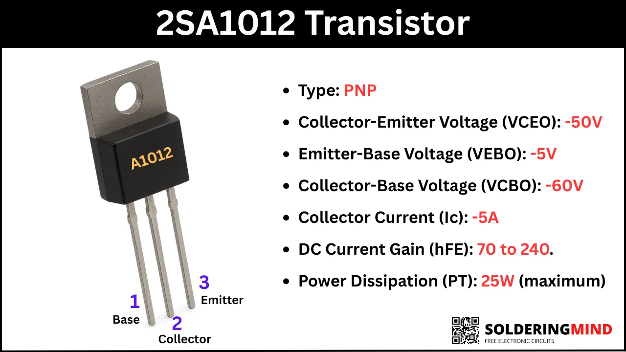 2SA1012 Transistor Pinout, Features and Equivalent