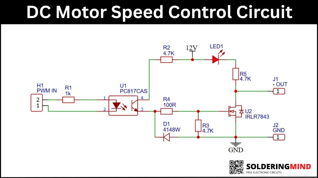 DC Motor Speed Control Circuit using LR7843 and PC817