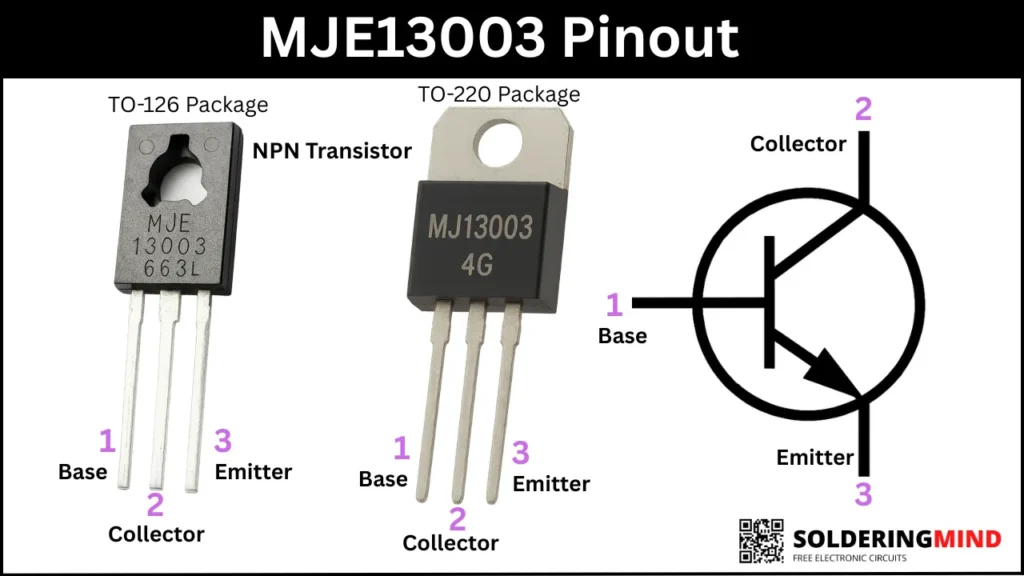 MJE13003 Transistor Pinout, Specifications and Equivalent