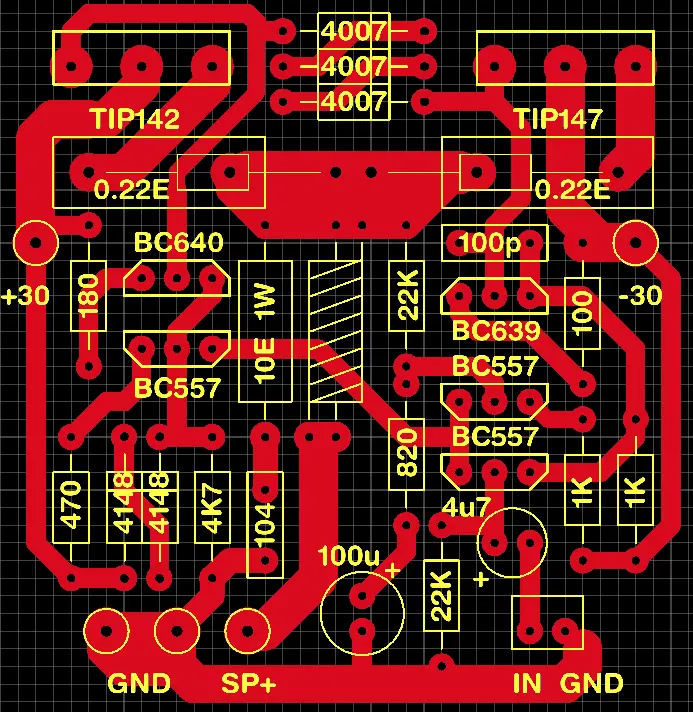 40 Watt LJ504 Amplifier Circuit and PCB Layout