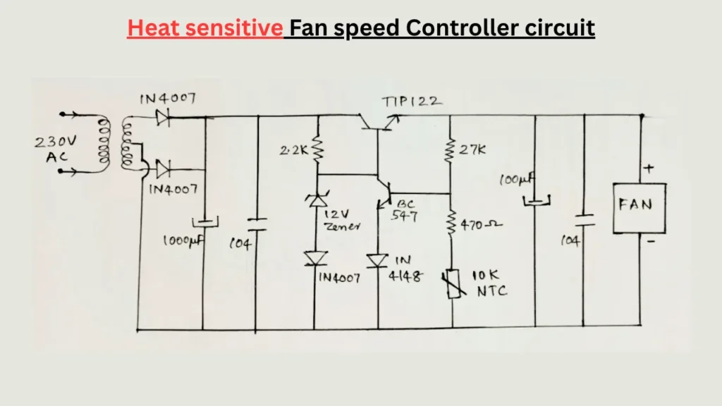 Heat Sensitive Amplifier Fan Speed Controller Circuit & PCB