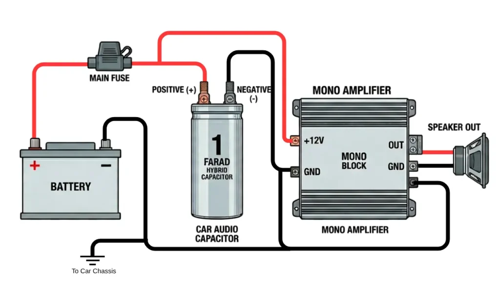 Car Audio Capacitor Wiring: Act as a Temporary Energy Reservoir